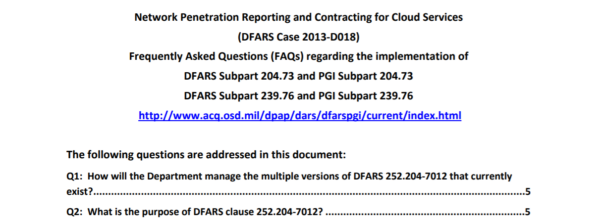 Frequently Asked Questions (FAQs) Regarding the Implementation of DFARS ...